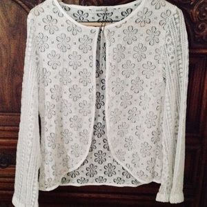 Modelia | Tops | White Lace Coverlet Jacket | Poshmark